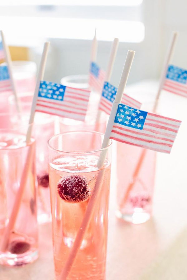 Watercolor Straw Flags DIY