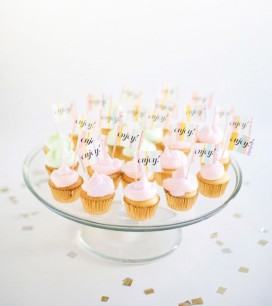 Watercolor Label Cupcake Toppers DIY