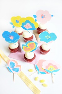 Printable Floral Cupcake Picks