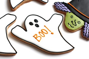 Halloween Ghost and Witch Face Cookies